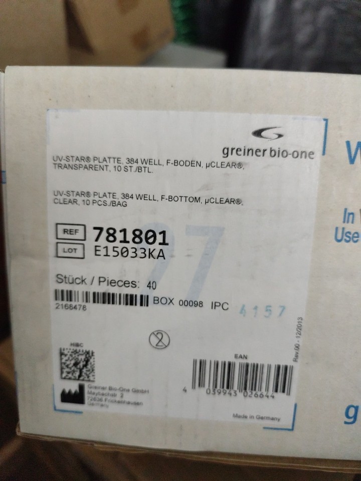 Greiner bio-one REF 781801 UV-STAR PLATE 384 WELL F-BOTTOM Microplates ...
