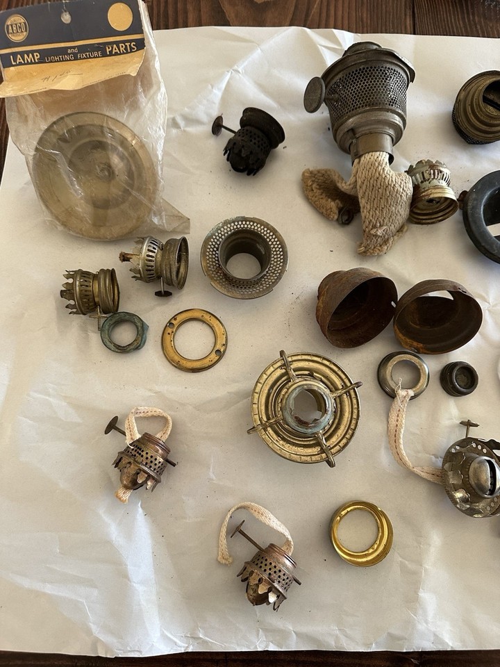 Antique Oil Lamp Burners and Parts Wicks Electric Lot | eBay