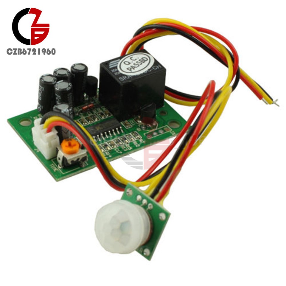 12V PIR IR Pyroelectric Infrared Module Adjustable Relay Output Sensor ...