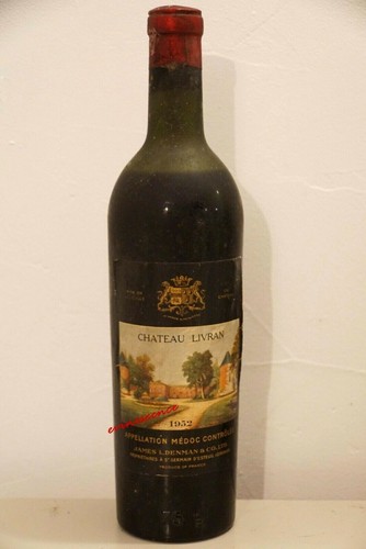 Vin Château LIVRAN 1952 Medoc Bordeaux rouge bouteille 75cl red wine ...