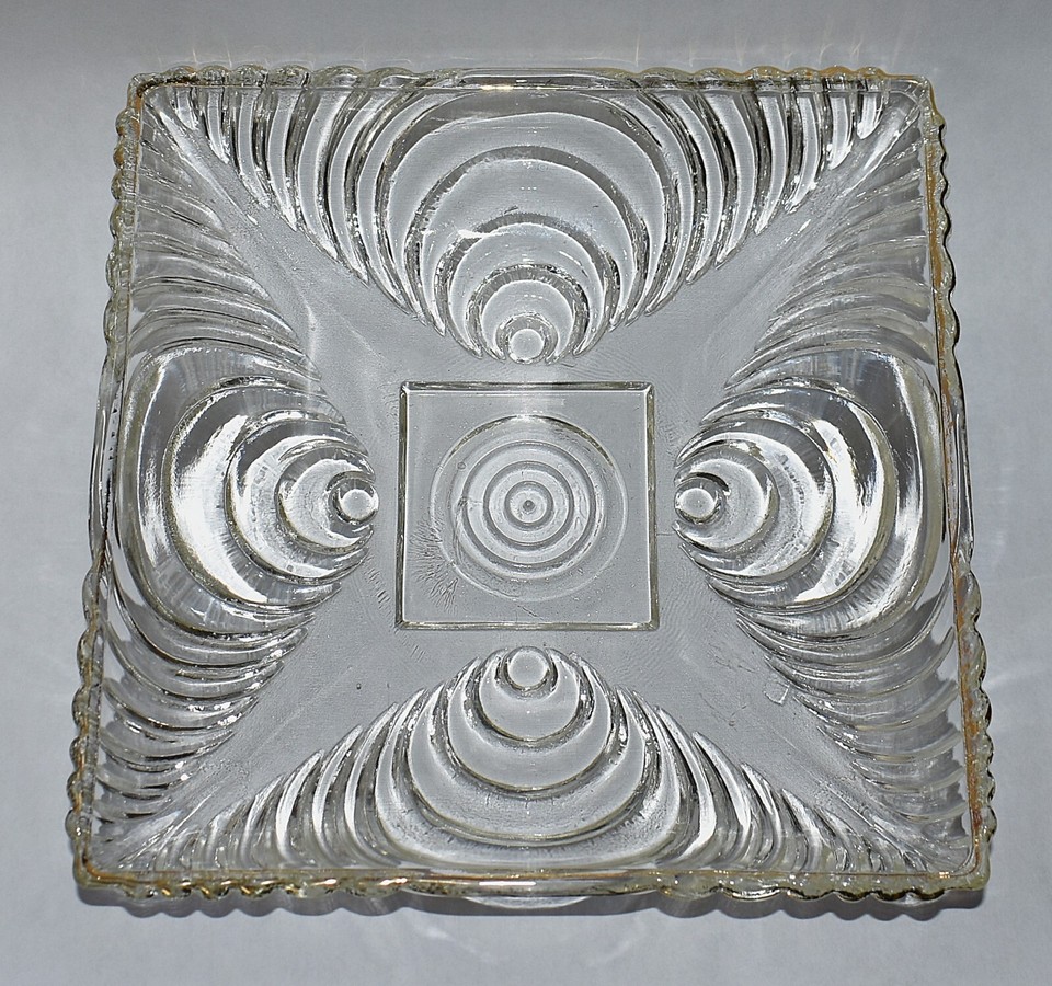 Antique Crystal Glass ServingTray/Confection Hazel Atlas Gold Regency ...