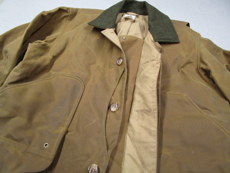 Filson Tin Cloth Jacket Mens Extra Large Brown Button Up Hunt Rancher ...