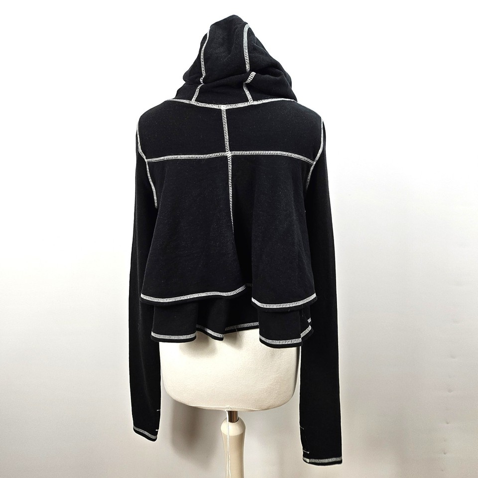 Free People Movement Black Cropped Hoodie Contrast Stitch Size S BNWT ...