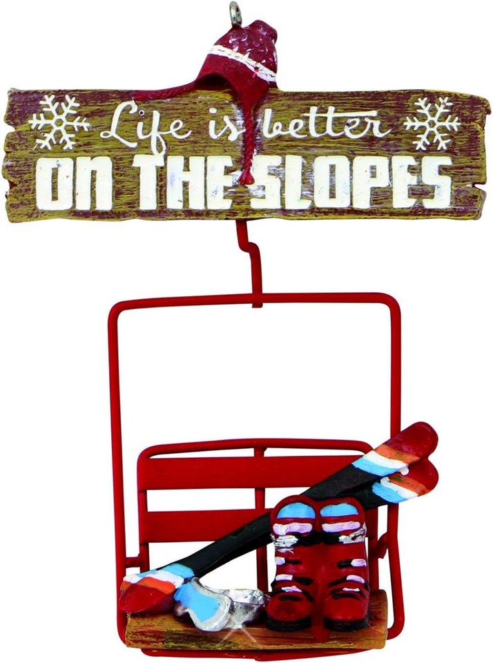 Ski Lift Chair Christmas Ornament Resin Metal Hanging Winter Decor | eBay