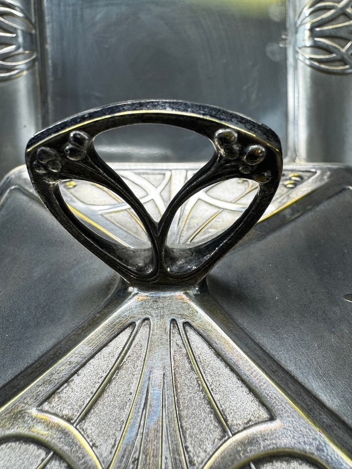 Jugendstil butter dish Silver plate etched glass Rare WMF art-nouveau ...