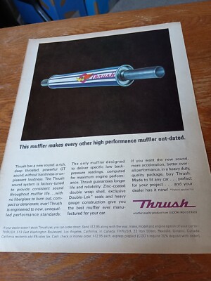 1966 Thrush Ad High Performance Muffler Vintage Magazine Advertisement ...