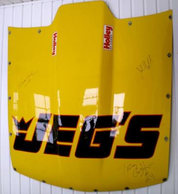 NHRA TROY COUGHLIN Jeg's NITRO Pro Mod HOOD Stock RACE USED Chevy Crew ...