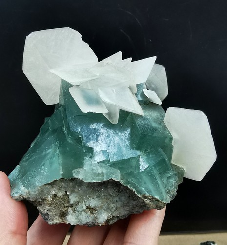 420g Beautiful Natural Green Fluorite Sheet Calcite Cluster Specimen ...