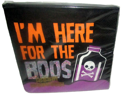 HALLOWEEN COCKTAIL NAPKINS 20 Ct ~ 10" X 10" ~ I'M HERE FOR THE BOOS | eBay