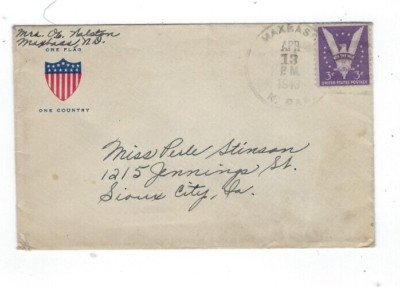 Maxbass North Dakota, WWII Patriotic Shield to Sioux City Iowa | eBay