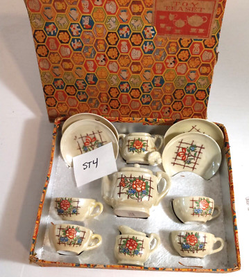 Vintage Occupied Japan Toy Tea Set 13 Pc Rose Lusterware Original Gift ...