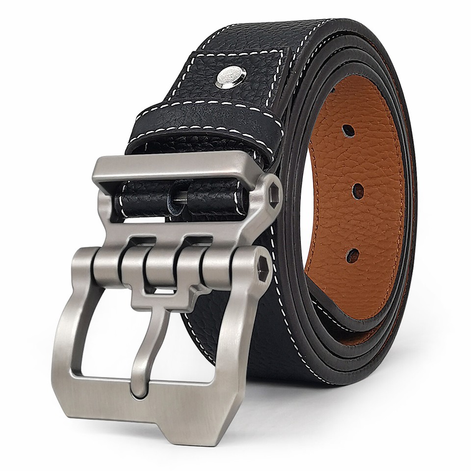 Mens Belt for Jeans Big and Tall Size 28"-64" 100% Real Leather Belts 3 ...