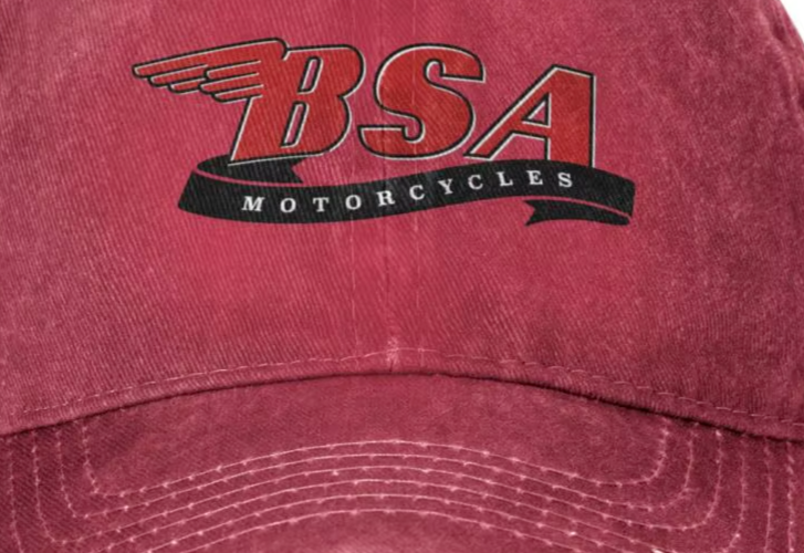 DISTRESSED RED BSA MOTORCYCLE BASEBALL CAP..WITH RED LOGO .REF BR-42 ...
