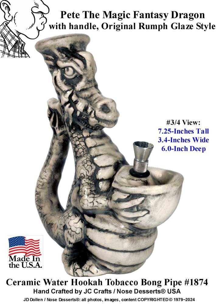 Vintage 70s Style Pete Magic Dragon Ceramic Rumph Water Hookah Tobacco ...
