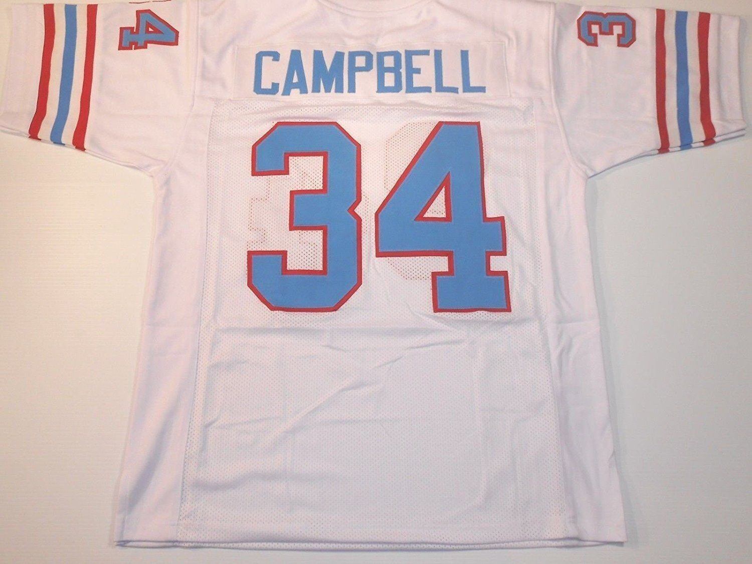 UNSIGNED CUSTOM Sewn Stitched Earl Campbell White Jersey - M, L, XL ...