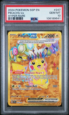 PSA 10 Pikachu Ex Hyper Rare #247 2024 Pokemon Ssp Surging Sparks ...