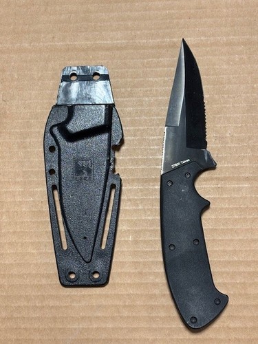 CRKT POLKOWSKI KASPER 1/2 SERRATED HIGH POLISH BLUE KNIFE WITH SHEATH 4" BLADE | eBay