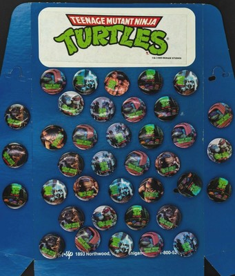 1989 Teenage Mutant Ninja Turtles "Button-Up" Pinback Button & Display ...