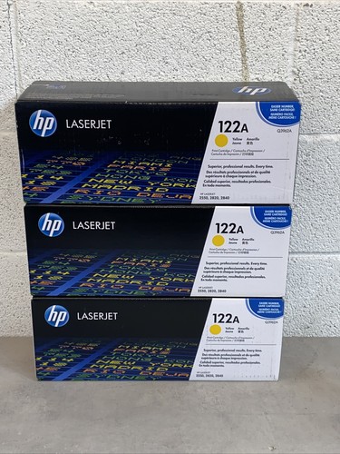 Lot of 3 - NEW Sealed - Genuine HP 122A (Q3962A) Yellow Toner Cartridge ...