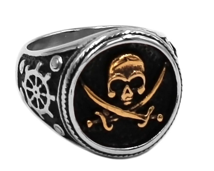 Round "Pirate" Signet Ring Men's Ring Stainless Steel 213 | eBay