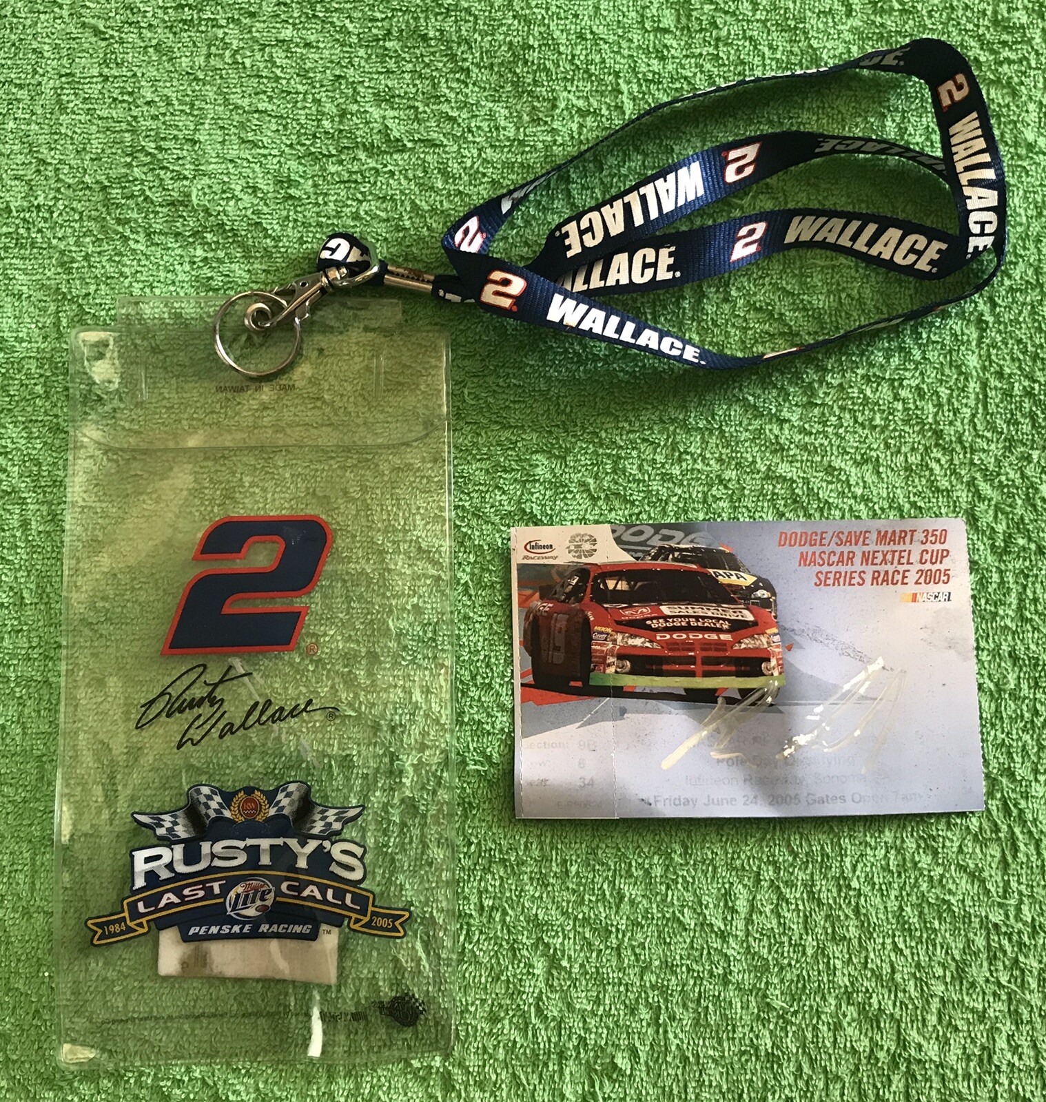RARE! Rusty Wallace Autographed Signed Ticket & Lanyard 1995 Nascar ...