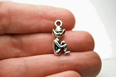 3 Elf Charm Charms Double Sided Antique Silver Tone 20 x 10 mm U.S ...