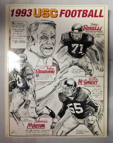 USC Trojans Football 1993 Media Guide Program "John Robinson, Willie ...