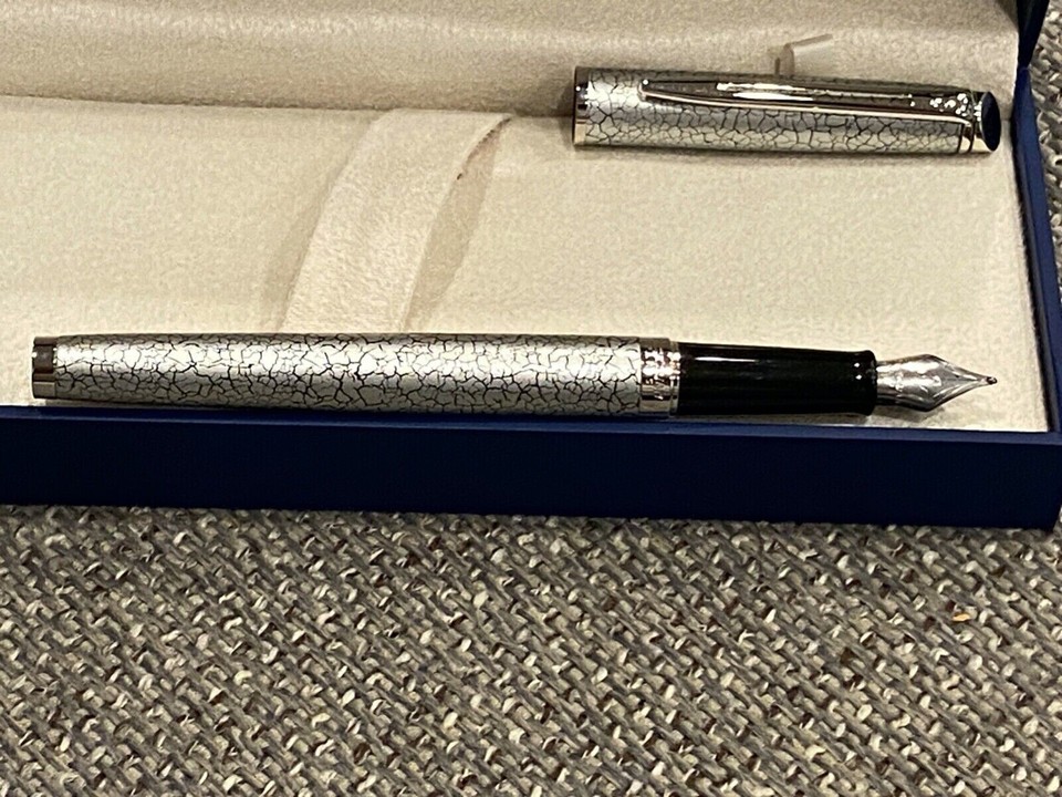 Waterman Hemisphere Deluxe Cracked Ice Fountain Pen Med Pt In Box ...