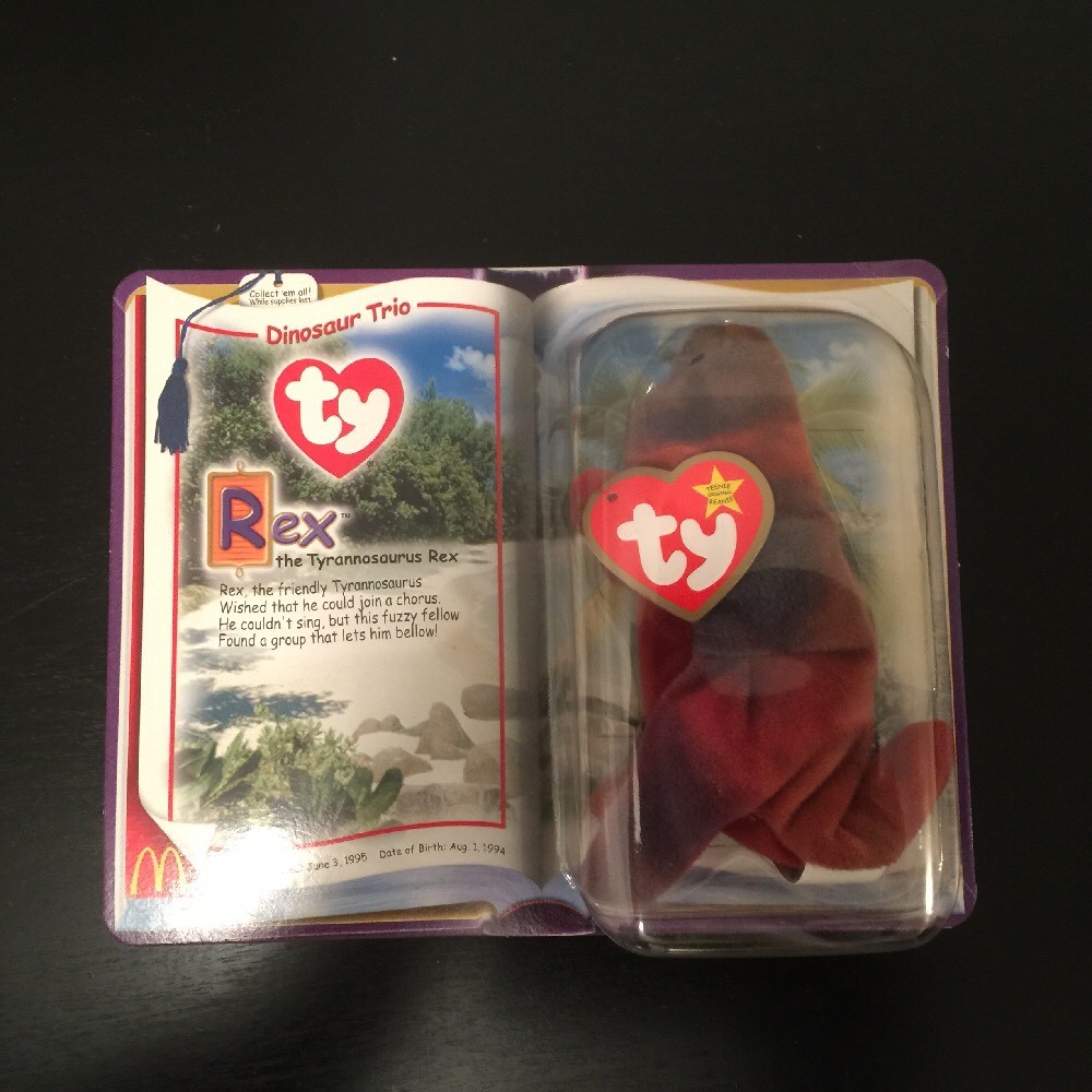 Ty McDonalds Dinosaur Trio Rex The T-Rex Teenie Beanie Baby Errors Rare ...