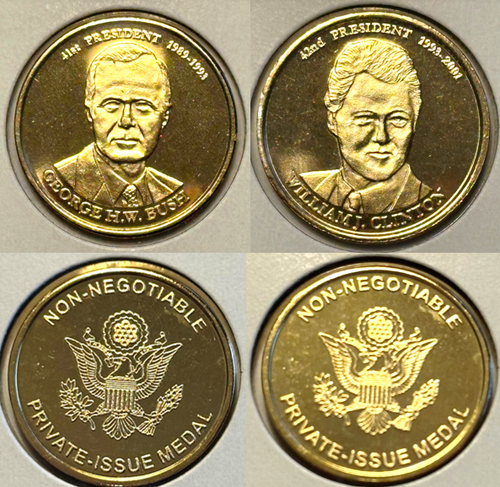 Private Issue Medal, Proof Like / Non-Negotiable / William Clinton ...