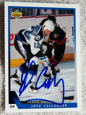 Tampa Bay Lightning Jock Callander Signed 93/94 Upper Deck Auto Card | eBay