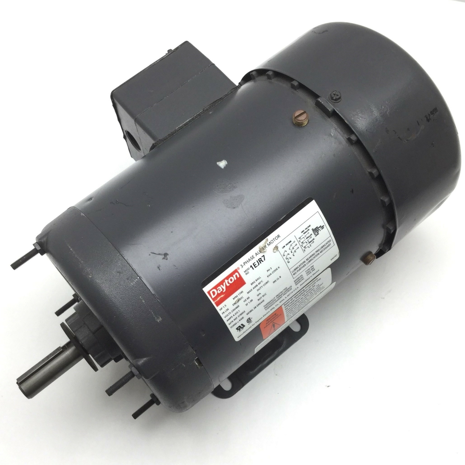 Dayton 1EJR7 3-Phase Auger AC Motor, Voltage: 230/460V, Frame: L56 ...