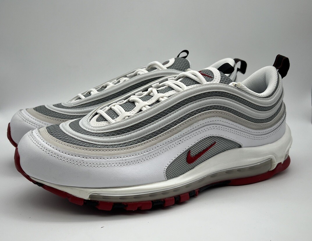 Nike Air Max 97 White Bullet Men’s Size 11 Sneakers White Varsity Red ...