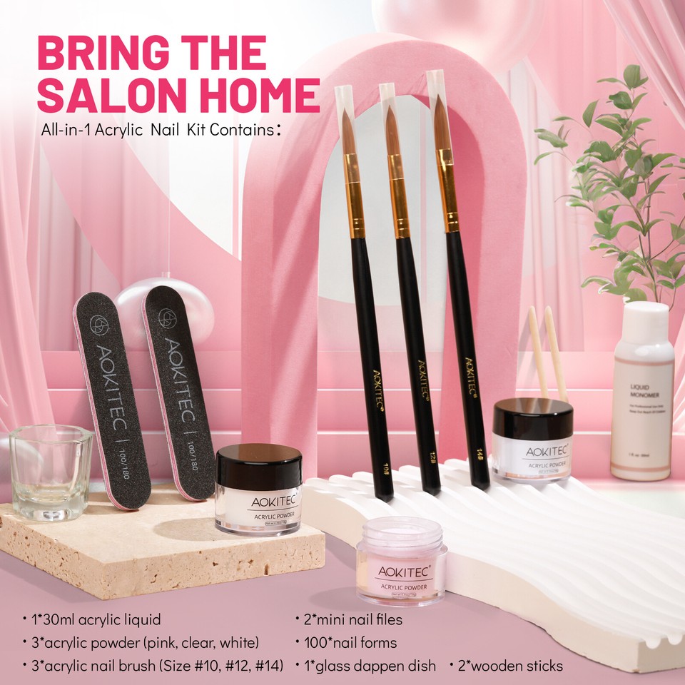 Portable Acrylic Nail Set With Acrylic Powder Acrylic Liquid Manicure ...