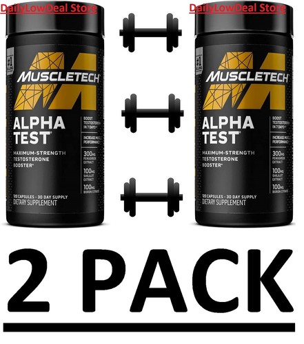 2 PACK Muscletech, Alpha Test, Testosterone Booster for Men 120 Caps ...