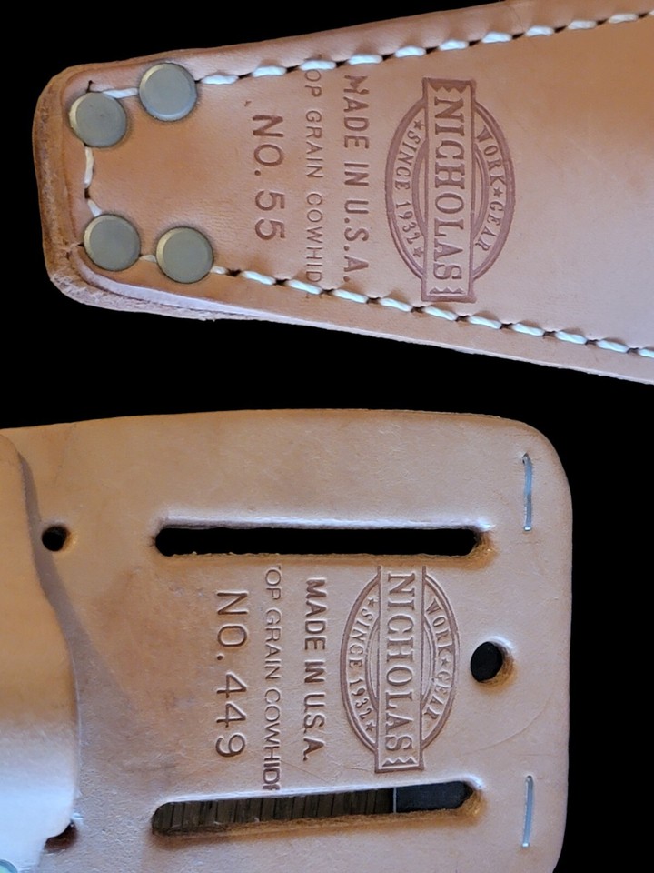 2 Vintage Nicholas Work Gear Leather Tool Belt Cowhide USA - 449 & 55 ...