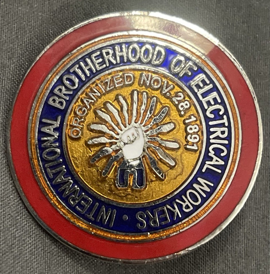 VTG IBEW Pin Iconic Logo Fist Clenching Lightning Bolts LARGE Silver ...