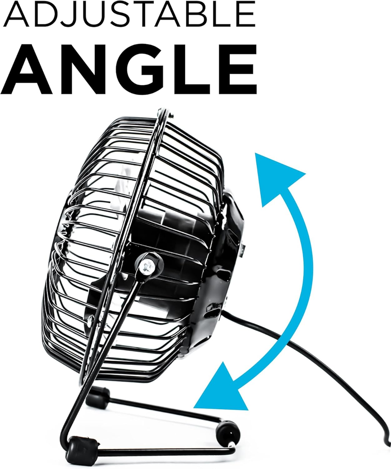 4 Inch USB Desk Fan, Mini Portable, Single Speed, Black, Compact ...