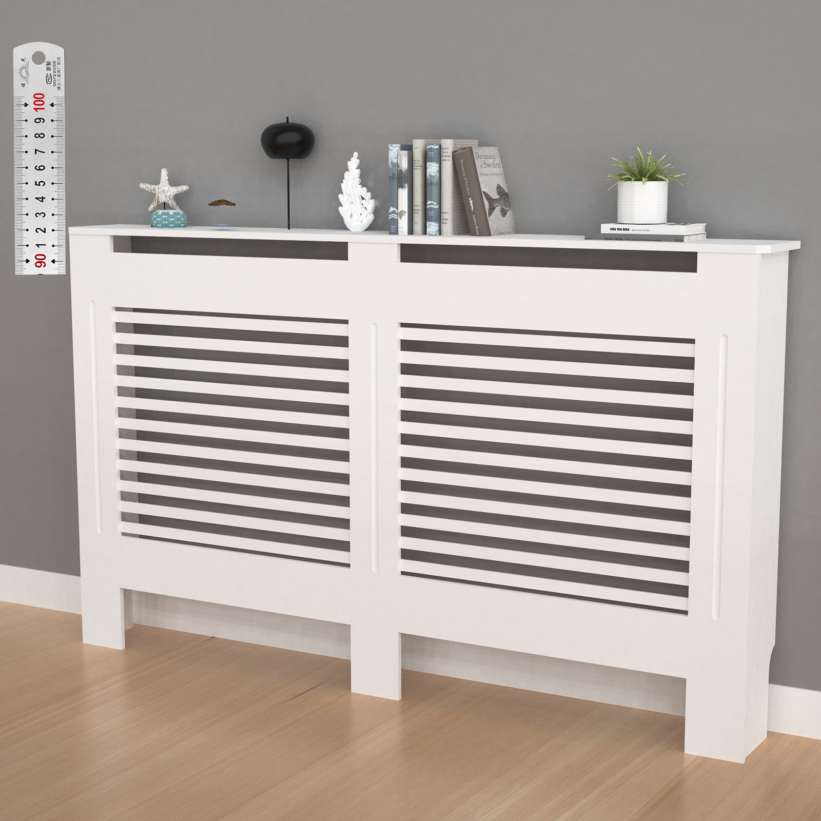 91/100cm Internal Radiator Cover MDF Modern Cabinet Slatted High ...