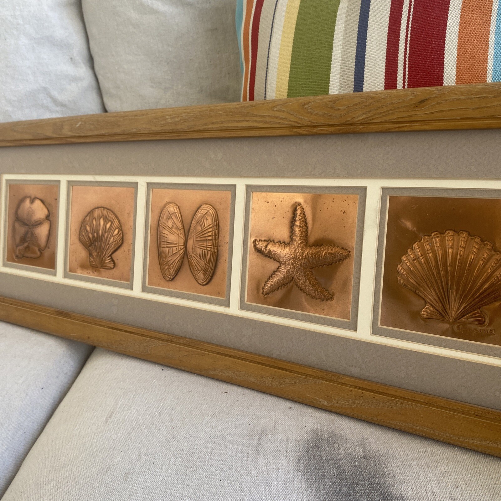 Linda Greenway Copper SEA SHELL Art Sand Dollar Signed Mated Frame 92 ...