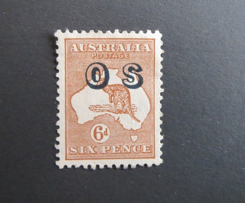 AUSTRALIA.1932.ROO &MAP.6d CHESTNUT. C of A WMK.OVER PRINTED OS.MINT NO ...