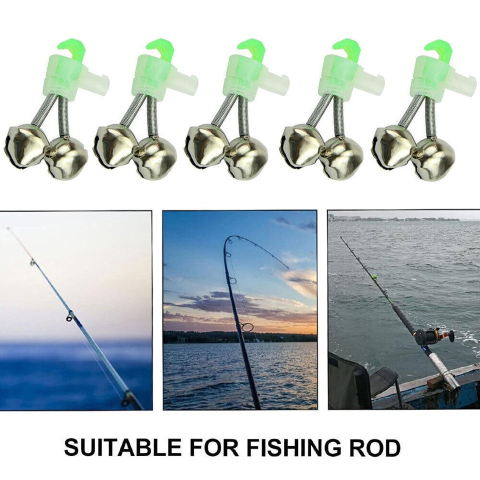 5Pcs/Set Fishing Rod Dual Alarm Bell Fishing Rod Clip Bites Alarm Bells ...