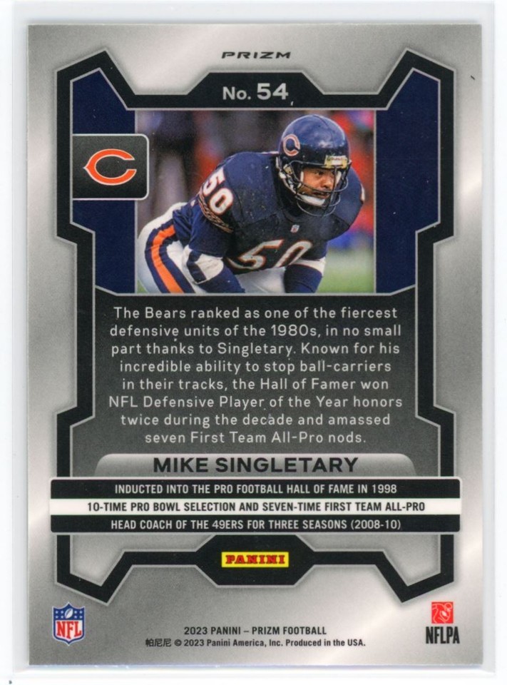 2023 Panini Prizm Silver Mike Singletary Chicago Bears #54 | eBay
