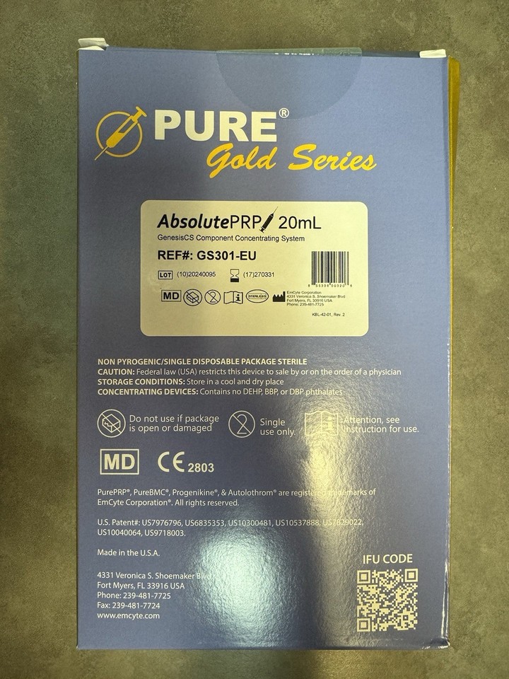 Emcyte 20 ML Absolute PRP Gold Complete PRP Kits Set Of 3 | eBay