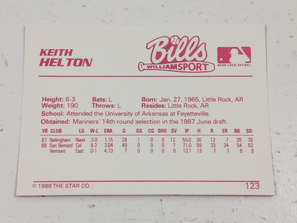 Keith Helton Seattle Mariners 1989 Star Minor League Card #123 | eBay
