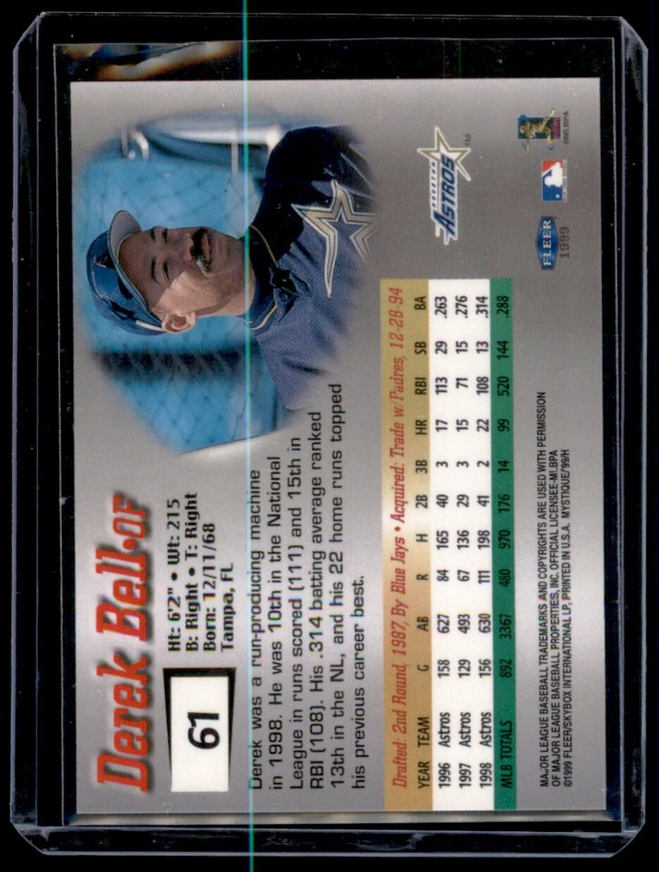 1999 FLEER MYSTIQUE DEREK BELL HOUSTON ASTROS #61 | eBay
