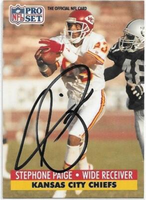 STEPHONE PAIGE Autographed Signed 1991 Pro Set card #186 Kansas City ...