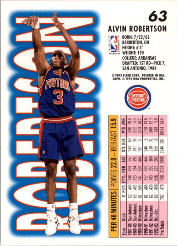 1993-94 Fleer - #63 Alvin Robertson for sale online | eBay