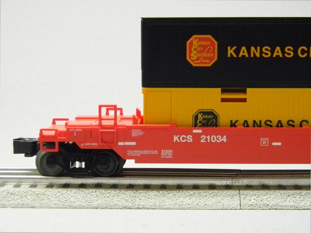 LIONEL KANSAS CITY SOUTHERN MAXI-STACK FLAT CAR O GAUGE 2123030 for ...
