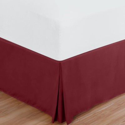 78''x 80'' King, Solid Wine Red Bed Skirt Quadruple Pleated Ruffle Drop ...